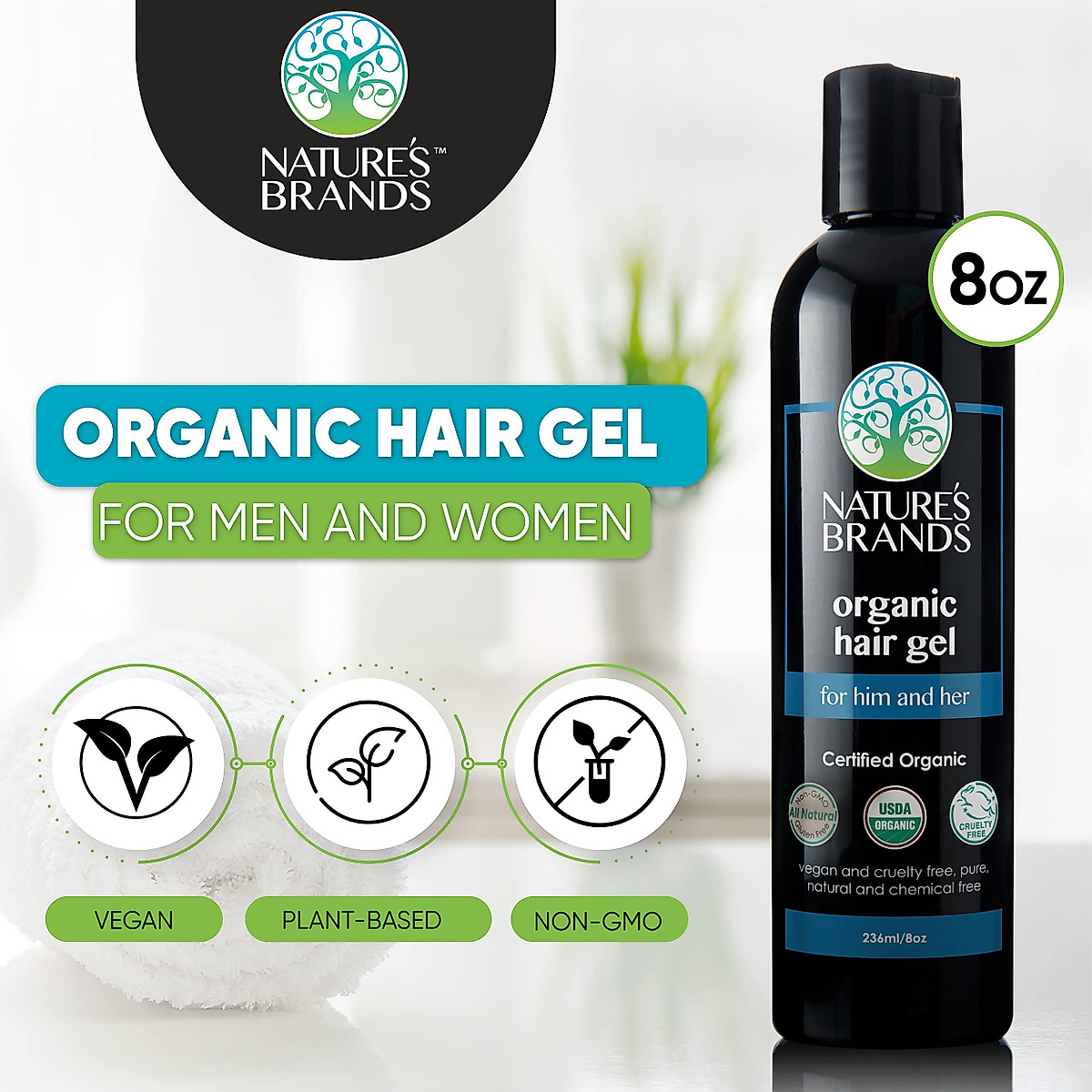 Hair Gel Organic 8 Oz Bottle Made By Herbal Choice Mari