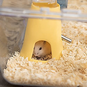 PawHut Hamster Cage, 2-Level Rat House Mouse Habitat with Accessories Tube Tunnels, Exercise Wheel, Water Bottle, Food Dish, Hut, 22" x 15" x 12.5", Transparent