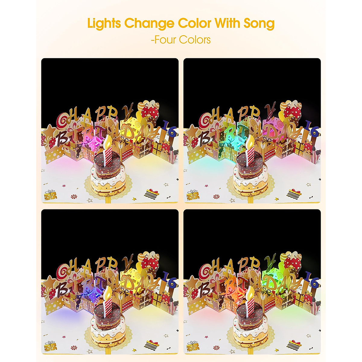 Ytanhr Upgraded Birthday Cards - 3D Pop Up Birthday Card with Happy Birthday Song and Lights, Happy Birthday Card, Unique Birthday Gifts for Women Men Kids (All Age)