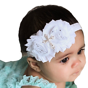 Bloomposh 3pcs Baby Girl Headbands Hairbands Hair Bows Hair Accessories for Newborn Infant Toddlers Kids (White)