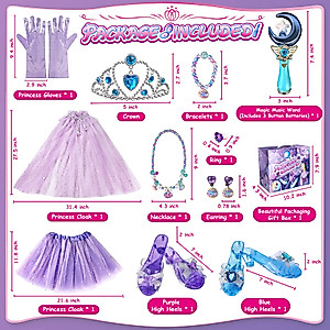 Heyzeibo Princess Makeup Dress Up Toys Set, Kids Pretend Play Makeup Starter Kit Include All Your Girl Needs to Play Dress Up with Stylish Bag Shoes Jewelry for 3-12 Years Old Kids Birthday