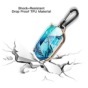 for Samsung Galaxy Buds/Buds+ Hard Case Cover, Electroplated Marble Pattern Shockproof Anti-Drop Case Cover with Keychain (E)