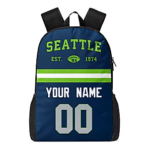 Seattle Custom Backpack High Capacity,Laptop Bag Travel Bag,Add Personalized Name And Number£¬Gifts For Football Fans