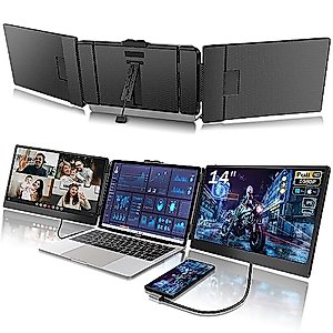 CopGain S2 Laptop Screen Extender Monitor Triple Portable Monitor for Laptop 14 Inch 1080p Fhd IPS Laptop Monitor Extender Plug and Play Type-C/Hdmi for Windows,Mac 13-17.3 Inch Laptop