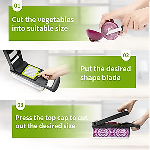 Vegetable with Container Chopper, Onion Cutter, Multifuctional Chopper, Vegetable Slicer Dicer Cutter, Veggie Chopper With 8 Blades, Food Salad Chopper Potato Slicer, Good Assistant in Kitchen