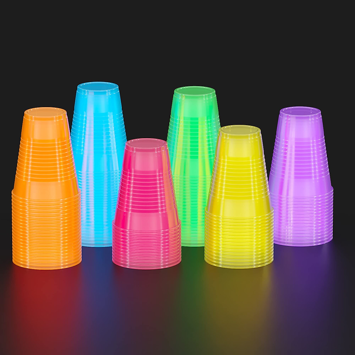 Blacklight Reactive Glow Cups - 120 Pack Neon Party Cups for All Occasions