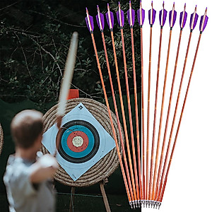 SHARROW 30 Inch Archery Carbon Arrows Bamboo Pattern Shaft 500 Spine Practice Hunting Arrows with Natural Feather Fletching for Archery Hunting Target Shooting 6/12pcs (12pcs)