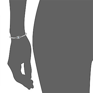 Edforce Stainless Steel Women Evil Eye Ball chain Elastic bracelet with CZ Cubic Zirconia (Eye Silver)
