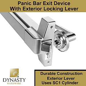Dynasty Hardware Push Bar Panic Exit Device Aluminum, with Exterior Lever