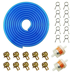 PRO BAT 16.4-Ft Length Stretchy 0.2'' I.D. Fuel Line+20pcs 0.35" I.D. Hose Clamps+2pcs Fuel Filters for ATV Dirt Bike Go Kart Moped Pocket Bike Most Chinese Scooter Stratton Small Engines, Blue