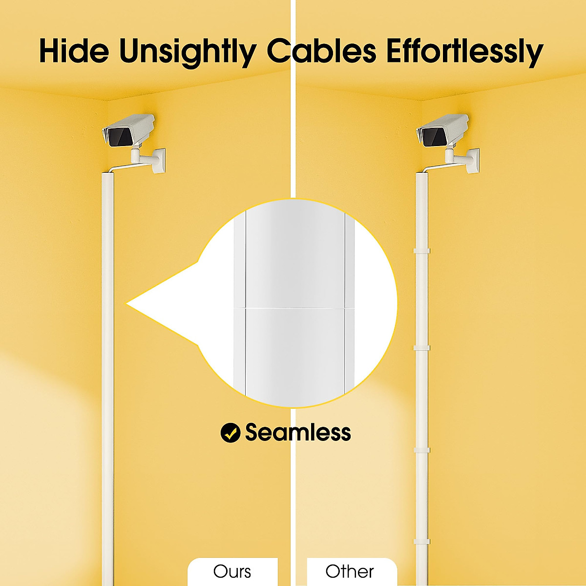 Delamu Corner Cable Concealer, Large Corner Cord Hider Wall Cable Hider, Paintable Wire Covers for Cords, Corner Cord Covers for Wires on Wall, Floor, Baseboard, Ceiling, 0.9in W 0.9in H 94.2in L