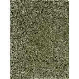 Hauteloom Heavenly Solid Shag Area Rug for Living Room Bedroom - High Pile Fluffy Carpet - Soft Shaggy Cozy Plush Rug - Green - 6'7" x 9'