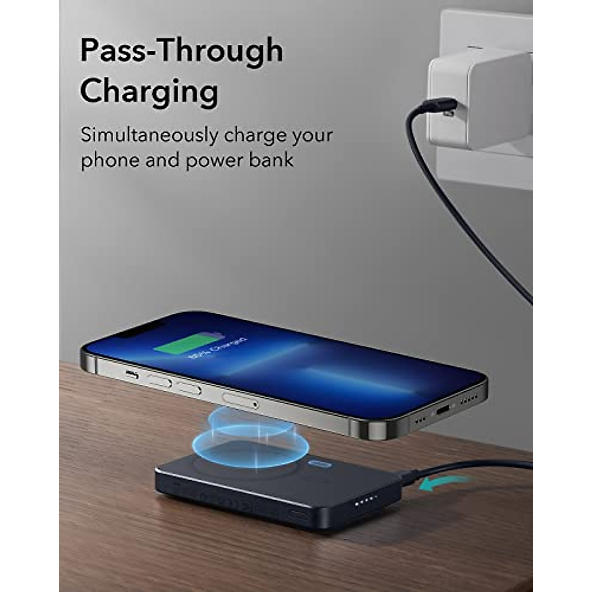 ESR MagSafe Battery Pack (HaloLock), 5,000mAh MagSafe Power Bank with USB-C Cable, Magnetic Wireless Power Bank for iPhone 14/13/12 Series, MagSafe Portable Charger, MagSafe Accessories, Black