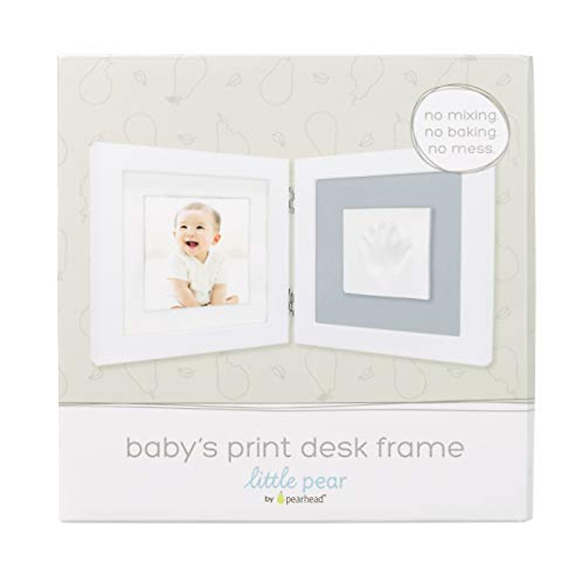 Little Pear Baby's Print Keepsake Desk Frame, Handprint And Footprint Imprint Kit, Folding Tabletop Frame, 4x6 Photo Insert, Gift For New And Expecting Moms, White