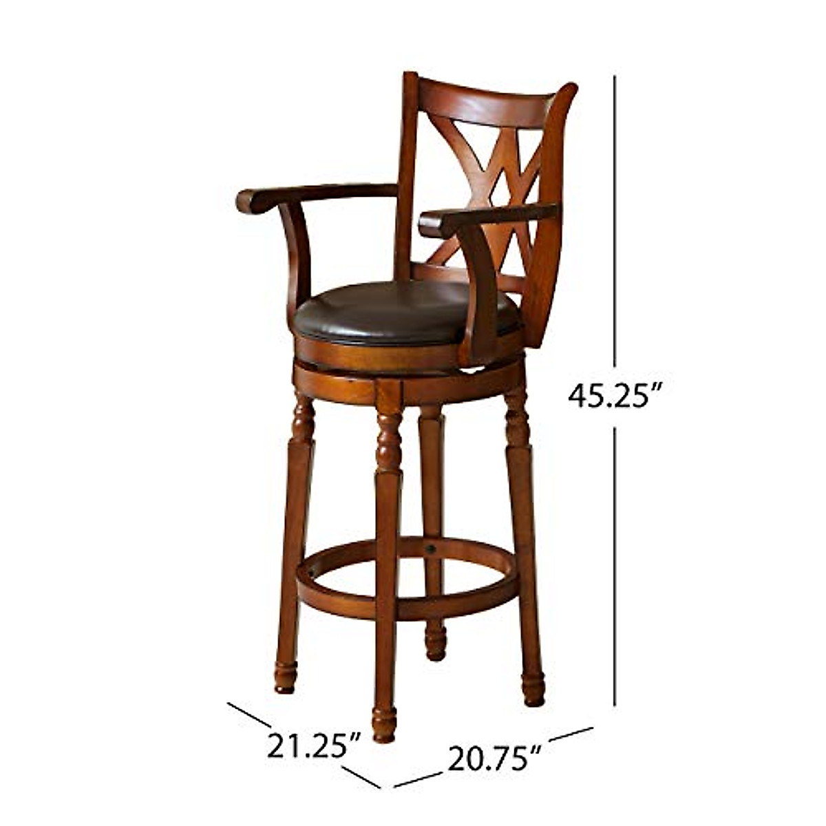 Christopher Knight Home Eclipse Armed Swivel Barstool, Chocolate Brown