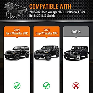 Sulythw 2 Inch Towing Hitch Receiver and Cover Kit for 2018-2021 Jeep Wrangler JL/JLU 2 Door & 4 Door Rear Tow Towing Trailer Hitch Receiver (No fit 2018 JK Models)
