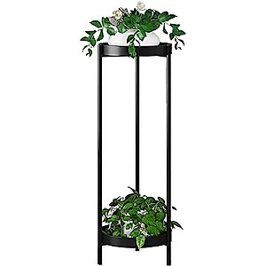 Fashionoda 30" Plant Stand, 2 Tier Metal Flower Plants Holder with 2 Removable Display for Indoor or Outdoor,Pot Plant Planter Display(30 X 10in,Black)