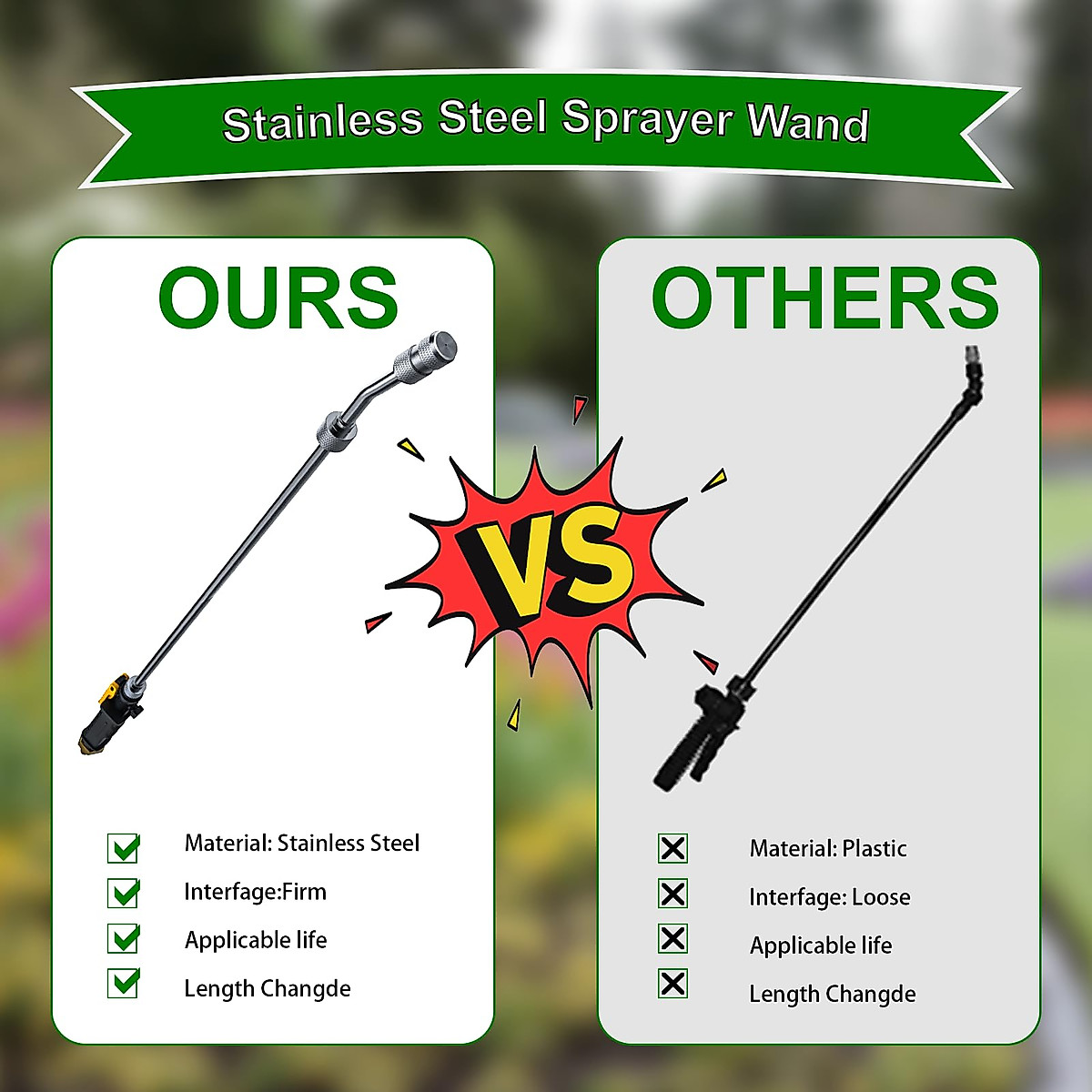 2 Pack 28'' Sprayer Wand Match 3/8'' Hose, Adjustable Nozzle Stainless Steel Replacement Sprayer Wand Built-in Shut off Valve with Hose Quick Connector for Garden, Car Wash, Weed, Lawn