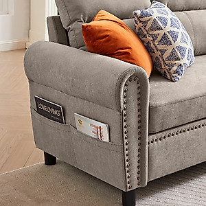 Jarenie 107" Convertible Sectional Sofa, 4-Seat L Shaped Couch with Storage Chaise and Side Pocket, Modern Linen Fabric Sectional Couches for Living Room, Beige