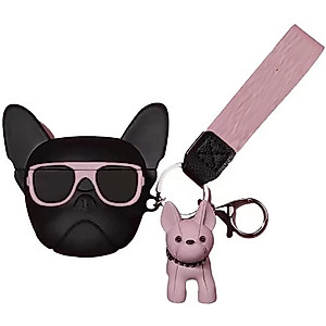 Cool Silicone Hiphop Bulldog Headphone Case Compatible with Airpods Pro Headphones Funny Cover with Bull Dog Keychain for Boys Girls Teenager Best Gift
