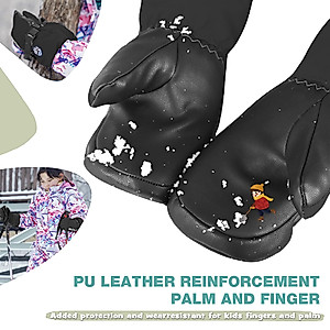 MCTi Kids Mittens Waterproof Winter Ski Warm Sherpa Fleece Lined Removable Insert