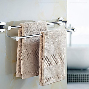 INDYAH Towel Racks，Double Tea Towel Holder for Hanging Over The Kitchen Cupboard Door - Towel Rack - Also Suitable As a Bath Towel Holder - Stainless Steel Wall Mounted