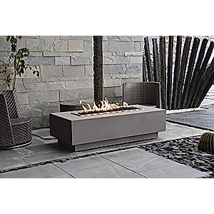 Elementi Granville Outdoor Fire Pit Natural Gas Table 60 Inches Rectangle Firepit Table Concrete Electronic Ignition | Cover & Lava Rock Included | Free Ethanol Tabletop