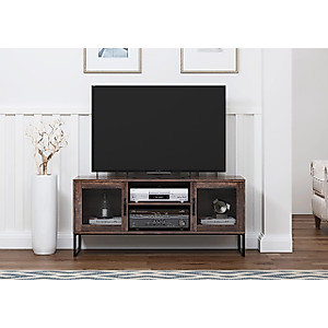 Spirich 48" Composite TV Stand, Fits TVs Up to 48 "with Metal Mesh Doors,Walnut