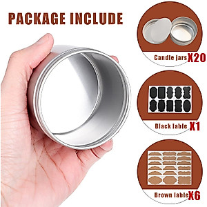 LIYAR 3oz Tins Aluminum Tin Can 20 Pack Metal Tin Salve Tins 3 oz Tins with Lids Refillable Containers With Screw Top and Labels for Salve,Candle,Spices or Balms(Silver)