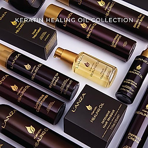 L'ANZA Keratin Healing Oil Hair Treatment, Hair Oil Revives & Nourishes Dry Damaged Hair & Scalp, Sulfate Free with Phyto IV Complex, Cruelty Free Volumizing Hair Care with UV Protection (1.7 Fl Oz)