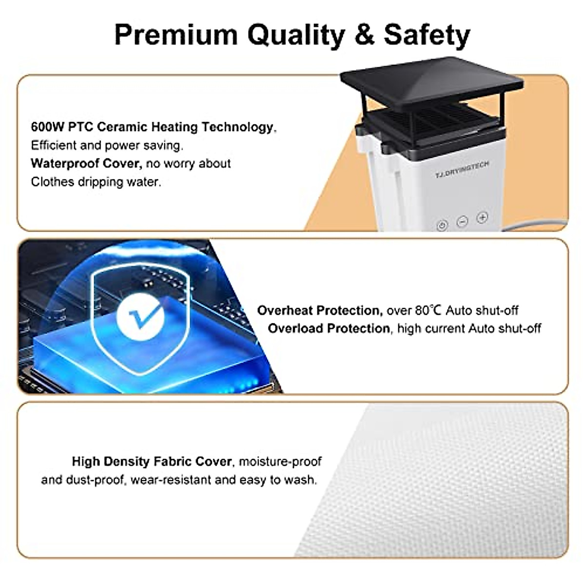 TJ. Clothes Dryer, 110V 600W Portable Dryer with PTC Drying & Intelligent Timer, Electric Clothes Dryer with 11LBS Capacity, Hangable & Foldable, Fast Drying & Low Noise for Apartments RV Travel