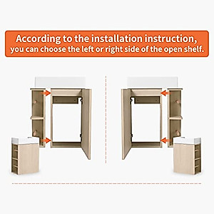 SZUBEE 16" Bathroom Cabinet Vanity with White Ceramic Basin and Soft Close Doors, Plain Light Oak
