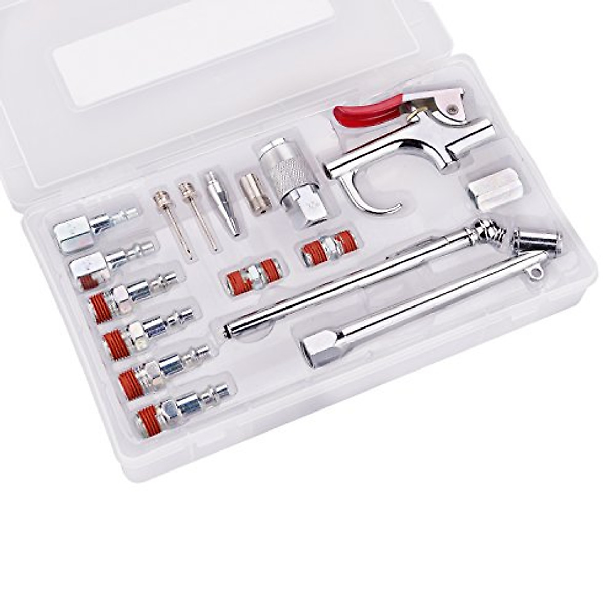 WYNNsky Air Tool and Compressor Accessory Kit, 1/4 Inch NPT 17 Piece Air Hose Fittings with Blow Gun, Tire Gauge and Storage Case