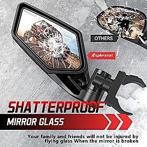 Esploratori UTV Side Mirrors for 1.5"-2" Roll Bar, RZR Side Mirrors with LED Turn Signal Lights Adjustable Mirror for Polaris RZR 1000 Can Am Maverick X3 Kawasaki Arctic Cat Wildcat Pioneer