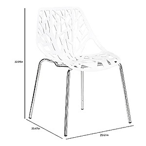 CangLong Modern Mid Century Plastic Shell Hollow Matal Legs Dining Chairs, set of 2, White 2