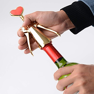 OBALY Wing Corkscrew Wine Opener Set of 3 Pcs Wine Corkscrew Opener/Corkscrews Wine Openers with Foil Cutter and Wine Stopper (Gold)…