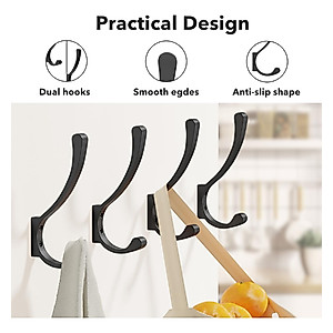4 Pack Large Wall Hooks For Hanging Heavy Duty, Black Coat Hooks For Wall, Coat Hanger Hooks Wall Mounted, Wall Mounted Bag Hooks, Screw In Hooks, Metal Wall Hooks For Hanging Coats, Backpack, Purse