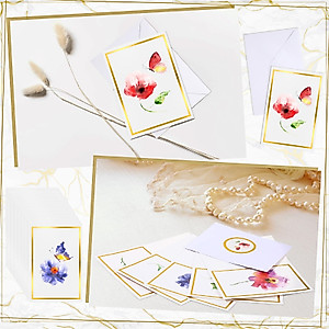 Colarr 80 Sets Watercolor Flowers Greeting Cards Floral Blank Cards Bulk with Envelopes Stickers Stationary Notecards Gold Foil Greeting Cards Gift Set for Birthday Mother's Day 4 x 6 Inches