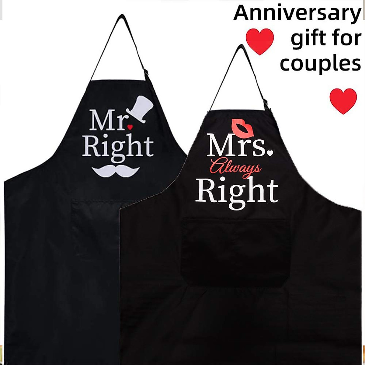 ZOORON Mr and Mrs 2 Pieces Kitchen Aprons Set Gifts, Anniversary Couple Gifts, Wedding Gifts for Couple,Aprons for Couples…