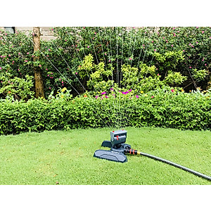 Eden 95124 Adjustable 4-Way Mini Turbo Oscillating Sprinkler W/Quick Connect Starter Set, Covers up to 4,069 sq. ft. Heavy Weight Base