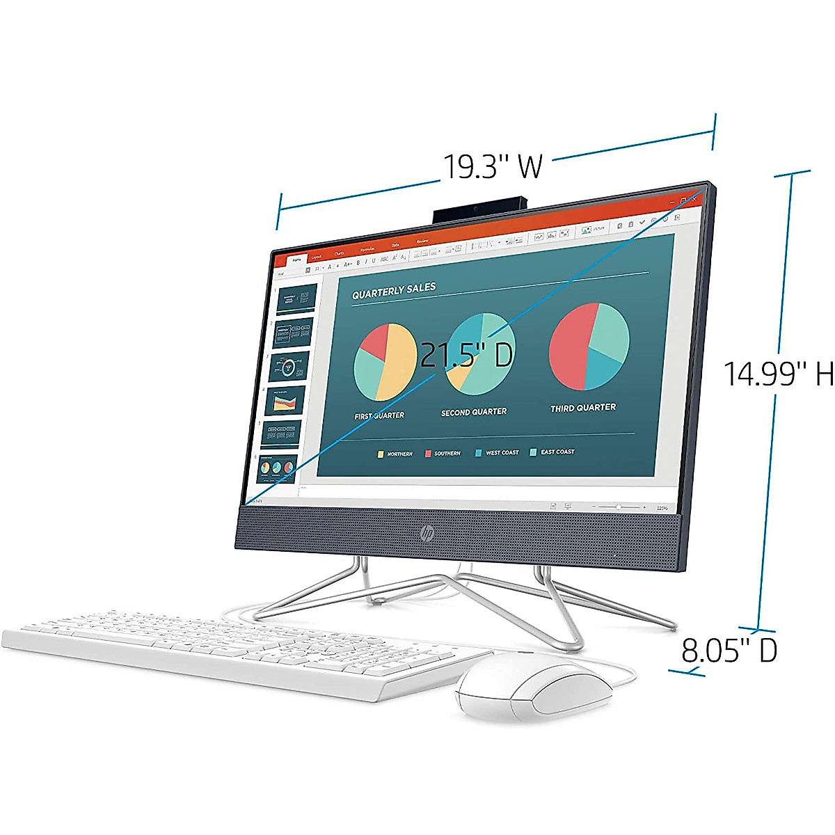 HP 22-Inch Full HD WLED All-in-One PC, Intel Celeron G5900T Dual-Core Processor, 16GB DDR4 RAM, 1TB PCIe NVMe M.2 SSD, Webcam, DVD-RW, Mouse & Keyboard Combo, Windows 10 Home, Blue