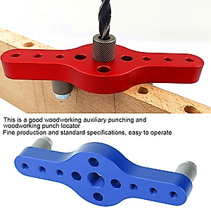 MISNODE Woodworking Hole Punch Locator Aluminum Alloy Carpentry Locator Puncher Gauge Dowel Jig Kit Hole Punch Locator Kit Drill Jig Joinery Kit with 3Pcs Drill Bushing(Blue)