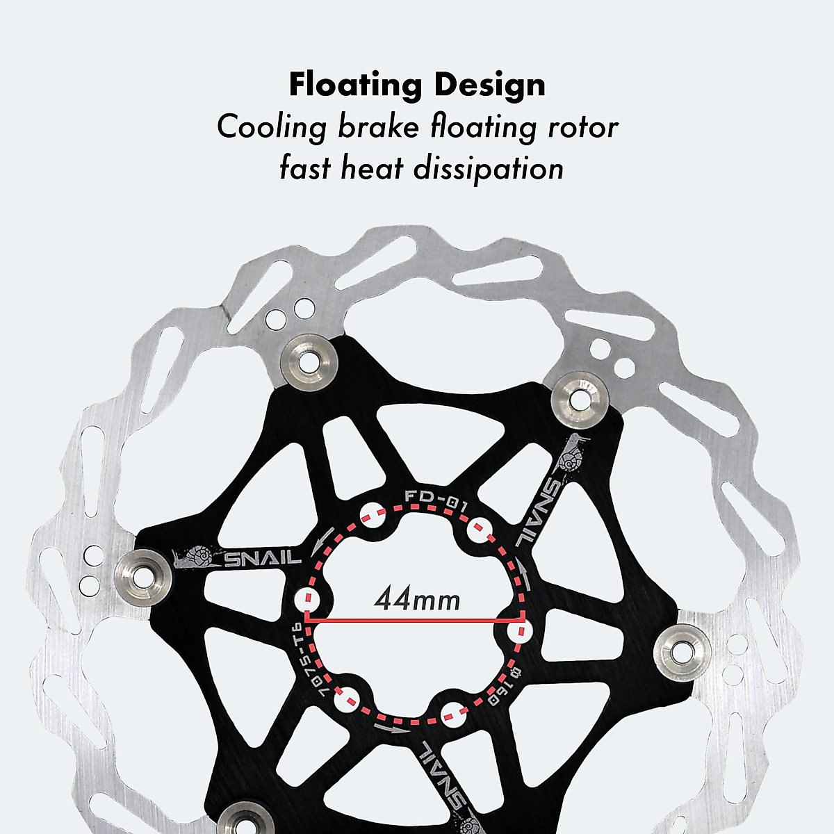 DJC Bike Brake Disc Rotor MTB Floating Brake Disc 160mm 180mm 203mm with 6 bolts Road Bike MTB BMX Steel Aluminum Brake Disc (6# purple, 160mm)