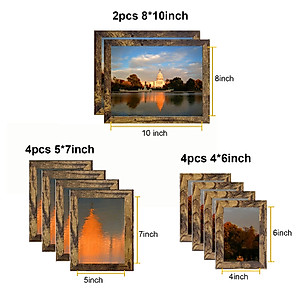 xnlkros Picture Frame Set 10 pack, Farmhouse Photo Frames, Gallery Wall Frame Collage, 8x10 5x7 4x6 Frames in 3 Different Finishes Picture Frames For Wall or Desk,Rustic Brown
