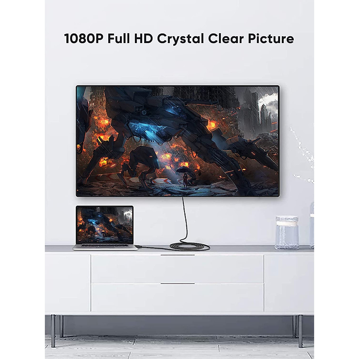 CableCreation DVI to HDMI Cable 5ft, Bi-Directional Nylon Braid HDMI to DVI Cable Support 1080p, 24+1 HDMI Male to DVI Male for Monitor, HDTV, Projector