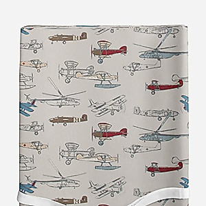 Glenna Jean Fly-by Diaper Changing Pad, Grey Cover-Airplane Print