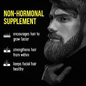 Beard Grow XL - Vegan Hair Growth Supplement for a Faster, Thicker, Fuller Beard - Enhances Your Grooming Kit