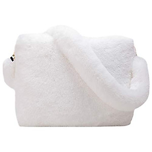 Plush Underarm Bag Fluffy Large Tote Handbag Fashion Color Shoulder Bag Crossbody Messenger Bag for Women Girls