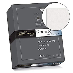 Southworth 25% Cotton Granite Specialty Paper, 8.5" x 11", 24 lb/90 GSM, Gray, 500 Sheets - Packaging May Vary (914C)