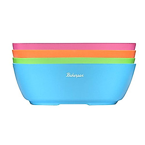 Bakerpan Silicone Toddler Square Feeding bowl, Set of 4 (Multi)